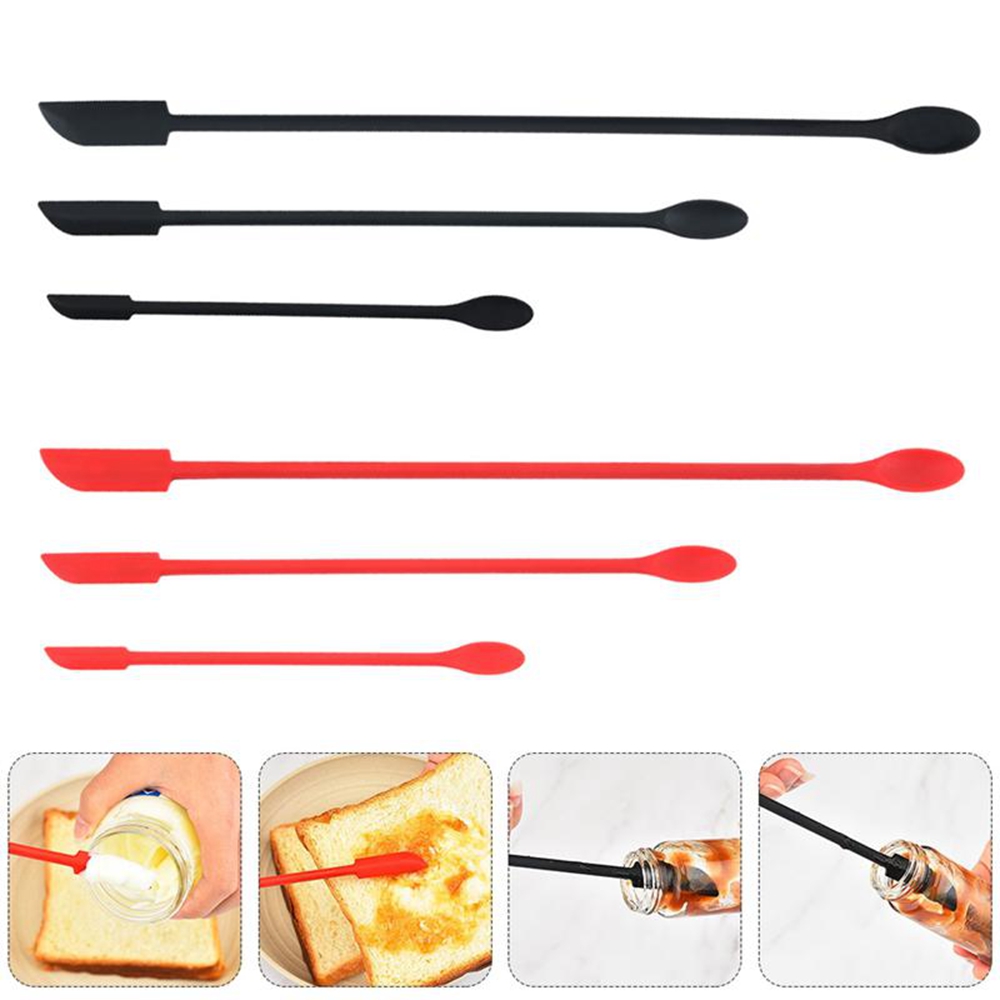 1/3PCS Silicone Mini Spatula Jar Scraper Scoop Tip Long Spatula ...